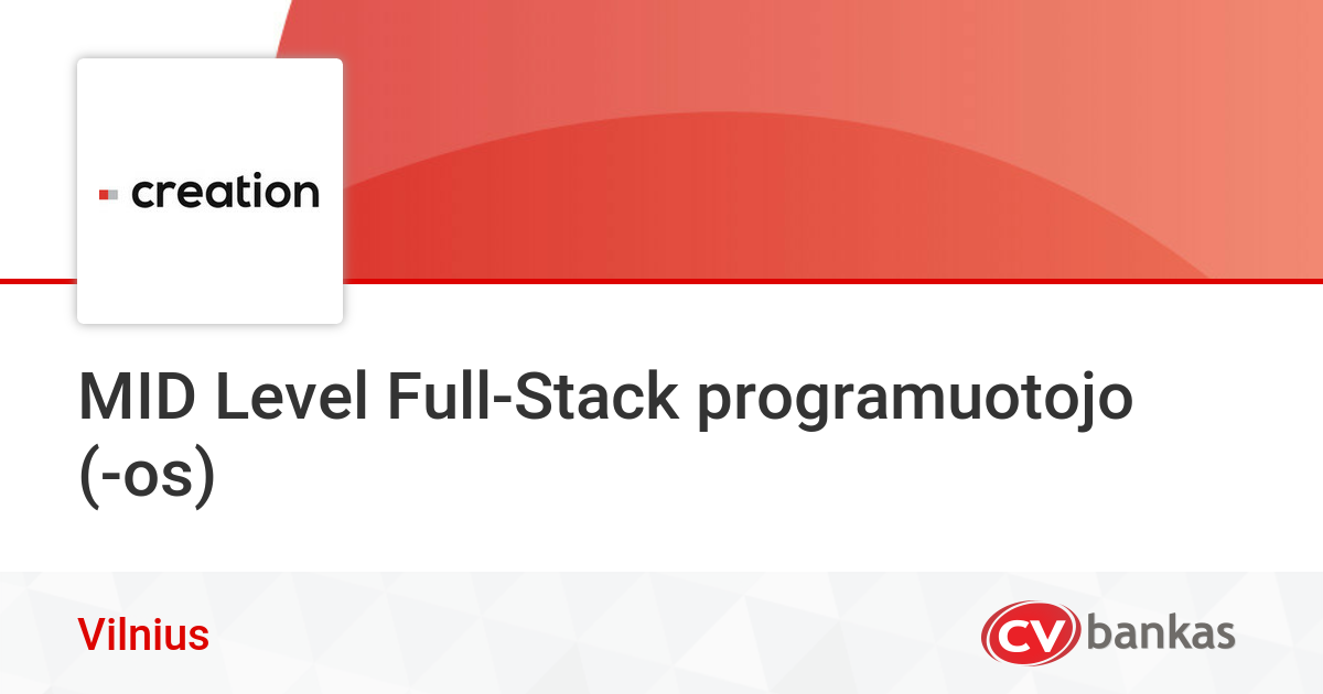 MID Level Full-Stack programuotojo (-os) Vilniuje, UAB „ELSOFT“ | CVbankas.lt
