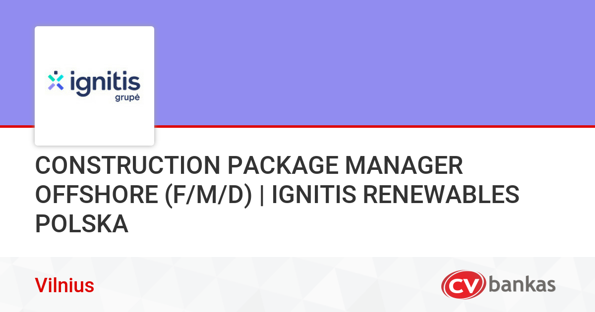 CONSTRUCTION PACKAGE MANAGER OFFSHORE (F/M/D) | IGNITIS RENEWABLES ...