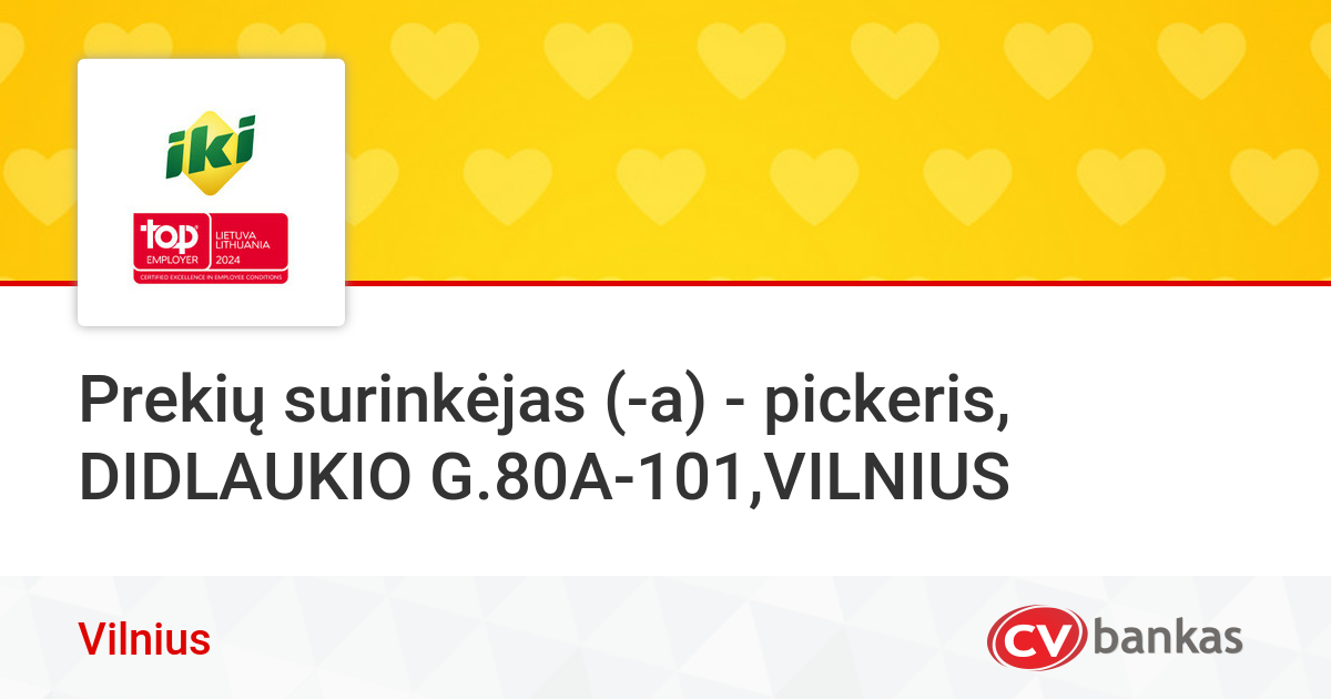Prekių surinkėjas (-a) - pickeris, DIDLAUKIO G.80A-101,VILNIUS Vilniuje ...
