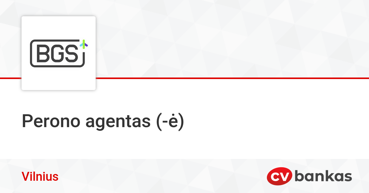 Perono agentas (-ė) Vilniuje, UAB „Baltic Ground Services“ | CVbankas.lt