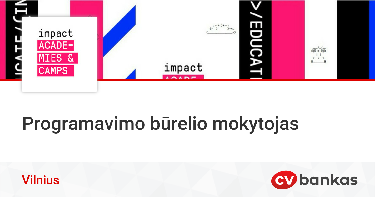 Programavimo būrelio mokytojas Vilniuje, UAB „Froleo“ | CVbankas.lt