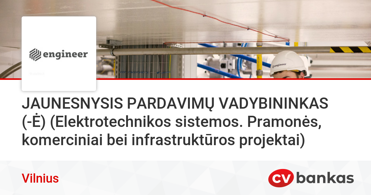 JAUNESNYSIS PARDAVIMŲ VADYBININKAS (-Ė) (Elektrotechnikos sistemos. Pramonės, komerciniai bei ...