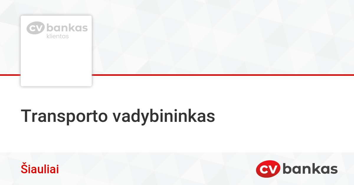 Transporto vadybininkas Šiauliuose, UAB „Isma“ | CVbankas.lt