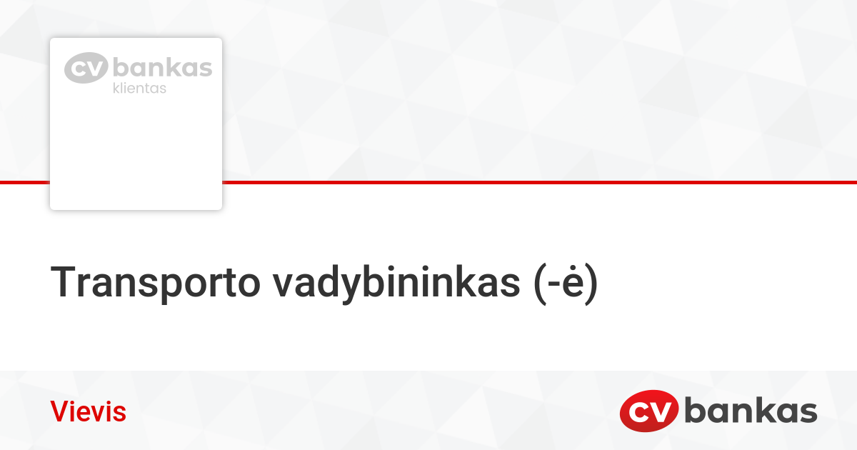 Transporto vadybininkas (-ė) Vievyje, Transfriga, UAB | CVbankas.lt