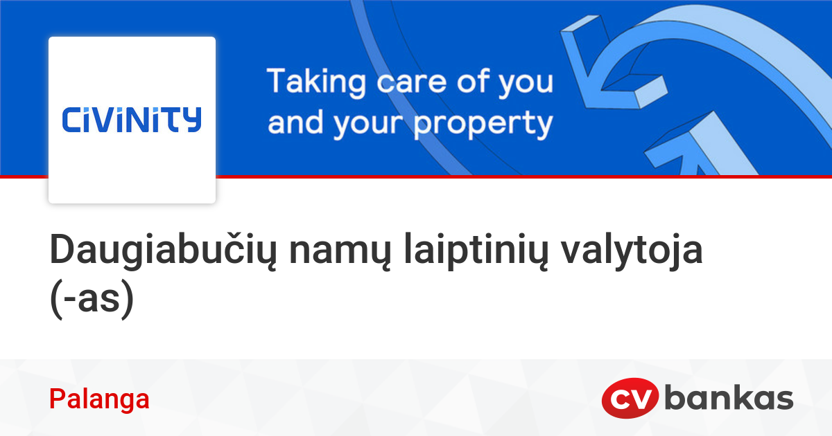 Daugiabučių namų laiptinių valytoja (-as) Palangoje, Pastatų ...
