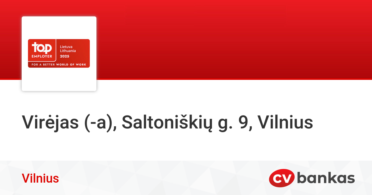 Virėjas (-a), Saltoniškių g. 9, Vilnius Vilniuje, UAB „RIMI LIETUVA ...