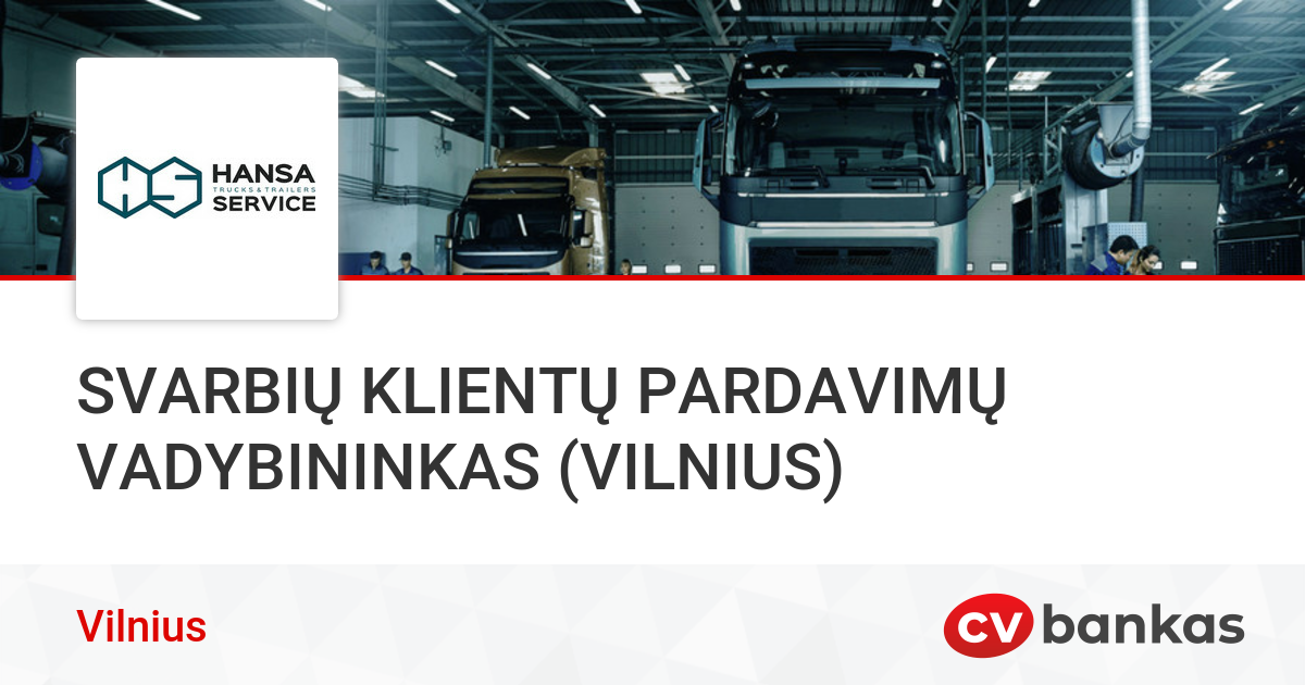 SVARBIŲ KLIENTŲ PARDAVIMŲ VADYBININKAS (VILNIUS) Vilniuje, UAB „MANVALDA“ | CVbankas.lt