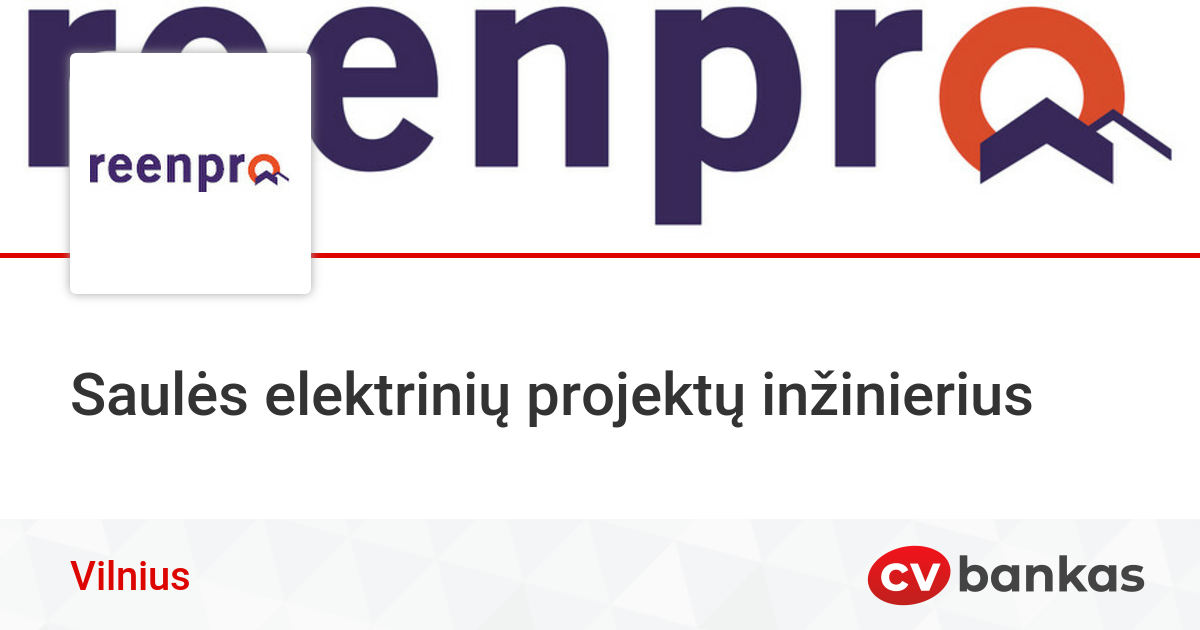 Saulės elektrinių projektų inžinierius Vilniuje, UAB „Reenpro ...