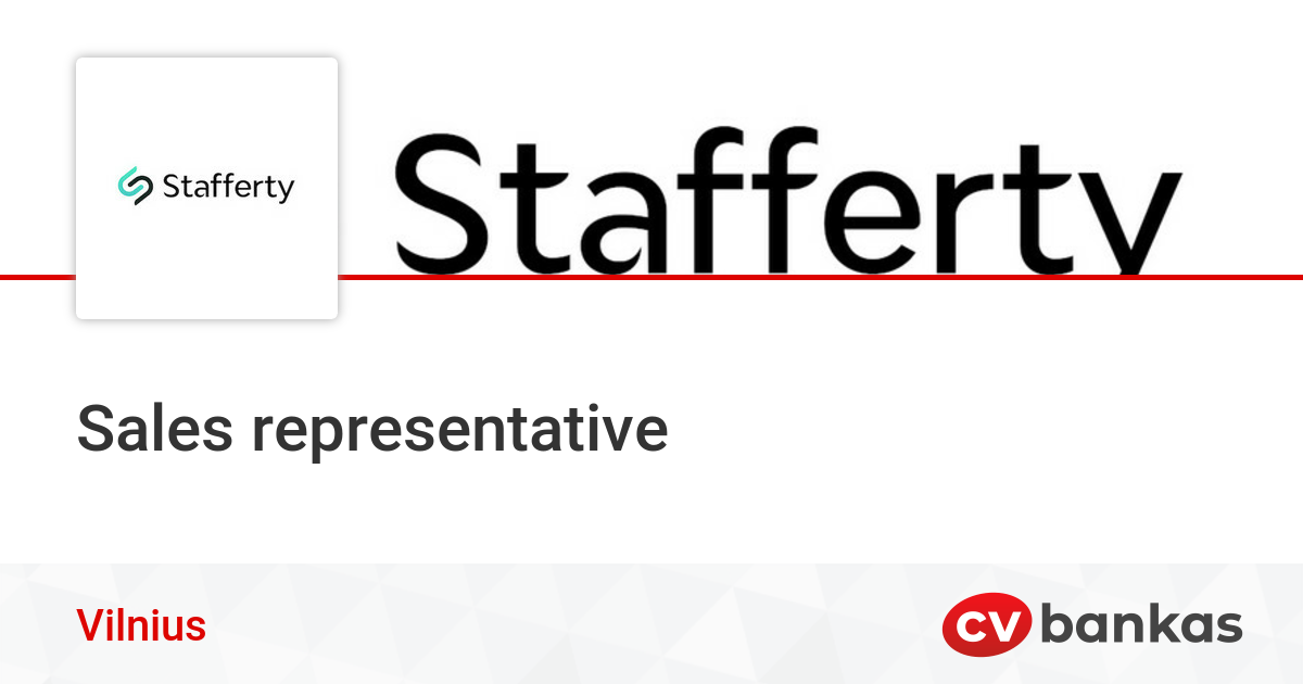 Sales representative Vilnius, STFF Stafferty, UAB | CVbankas.lt