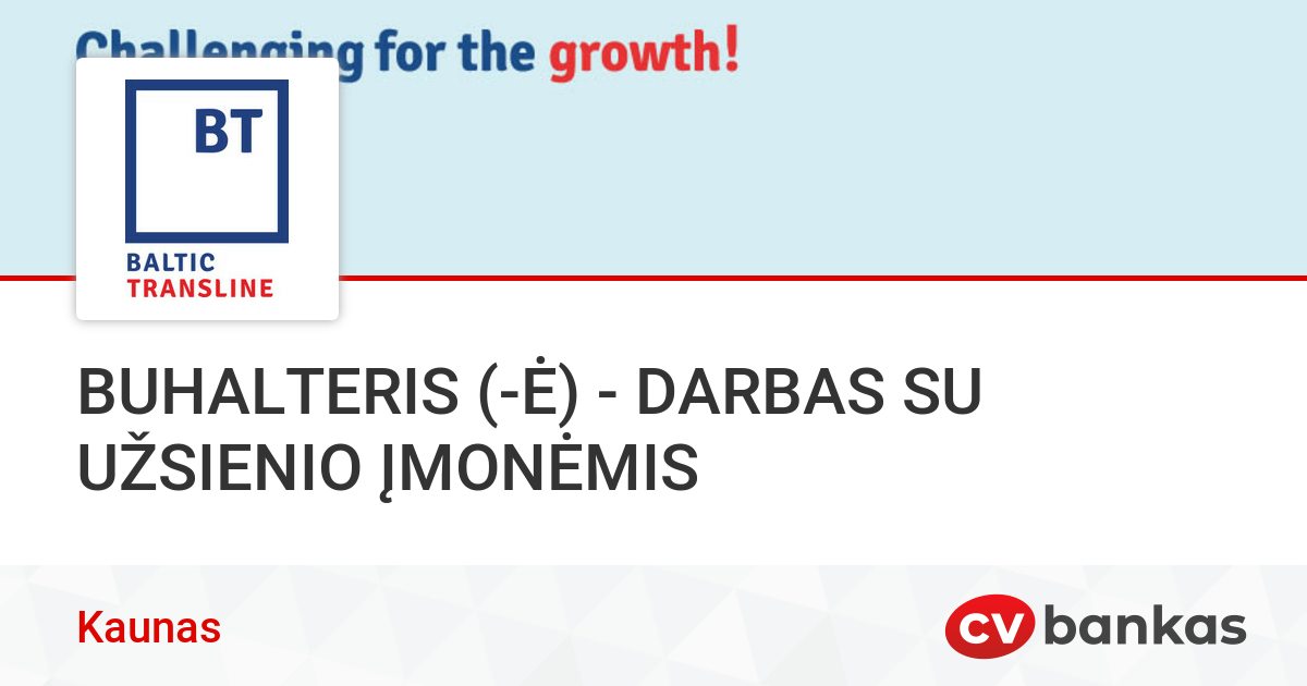 BUHALTERIS (-Ė) - DARBAS SU UŽSIENIO ĮMONĖMIS Kaune, BTL Group ...