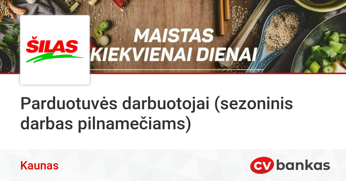 Parduotuvės darbuotojai (sezoninis darbas pilnamečiams) Kaune, UAB ...