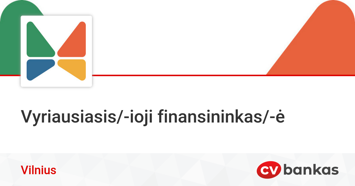 Vyriausiasis (-ioji) finansininkas (-ė) Vilniuje, Mokausi Lietuvoje ...
