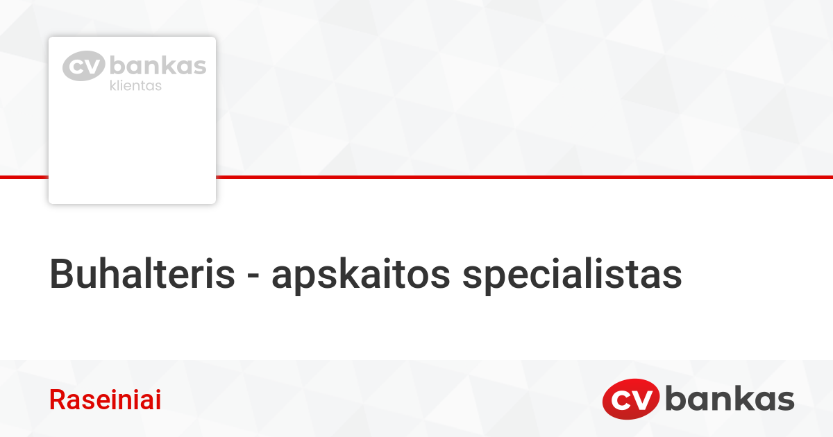 Buhalteris - apskaitos specialistas Raseiniuose, UAB „Vairuojame.Lt ...