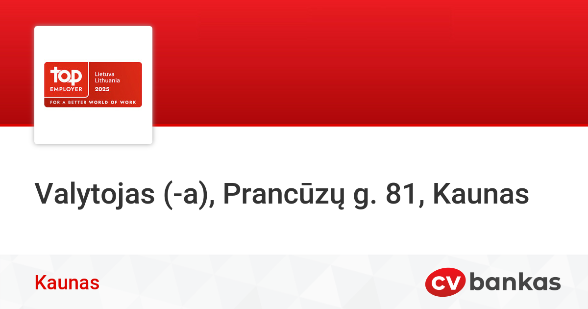 Valytojas (-a), Prancūzų g. 81, Kaunas Kaune, UAB „RIMI LIETUVA ...