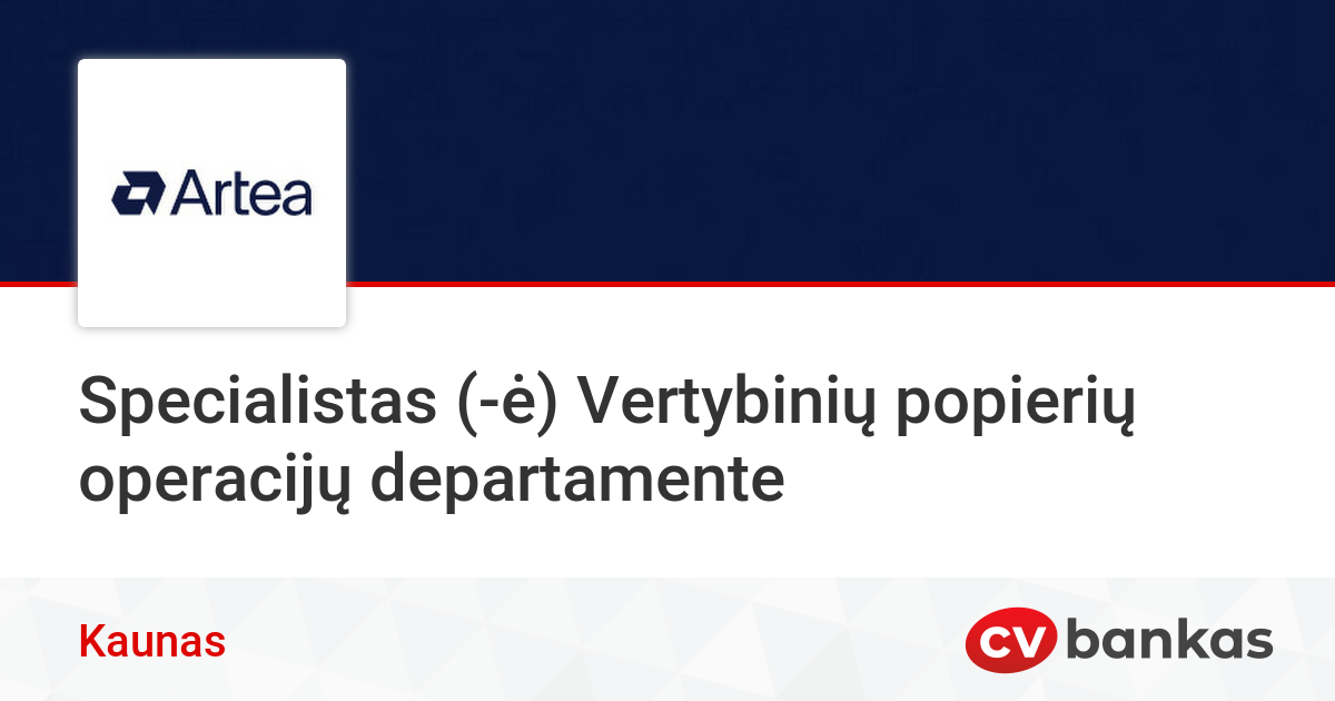 Specialistas (-ė) Vertybinių popierių operacijų departamente Kaune, AB ...