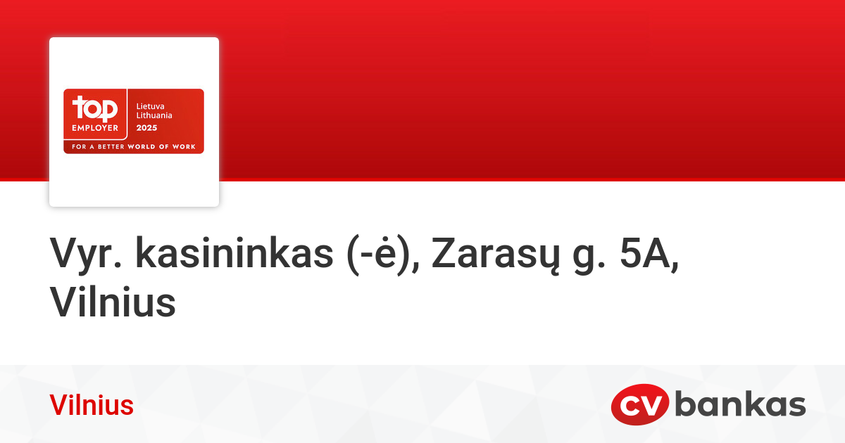Vyr. kasininkas (-ė), Zarasų g. 5A, Vilnius Vilniuje, UAB „RIMI LIETUVA ...