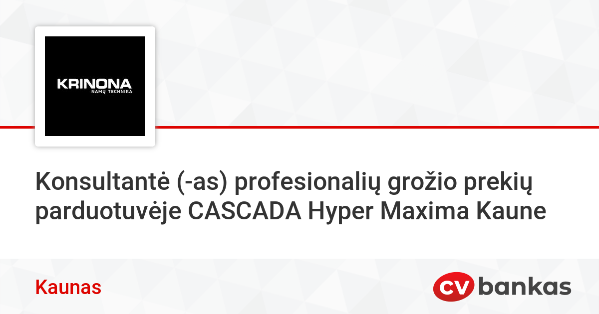 Konsultantė (-as) profesionalių grožio prekių parduotuvėje CASCADA ...