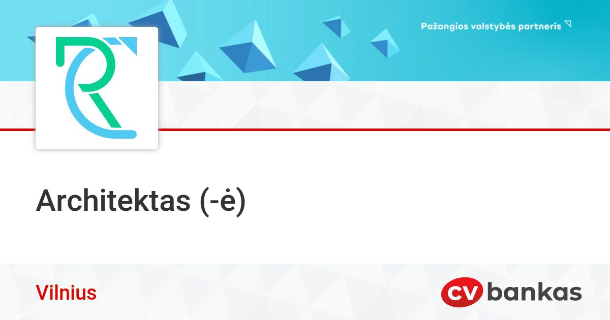 Architektas (-ė) Vilniuje, Registrų Centras, VĮ | CVbankas.lt