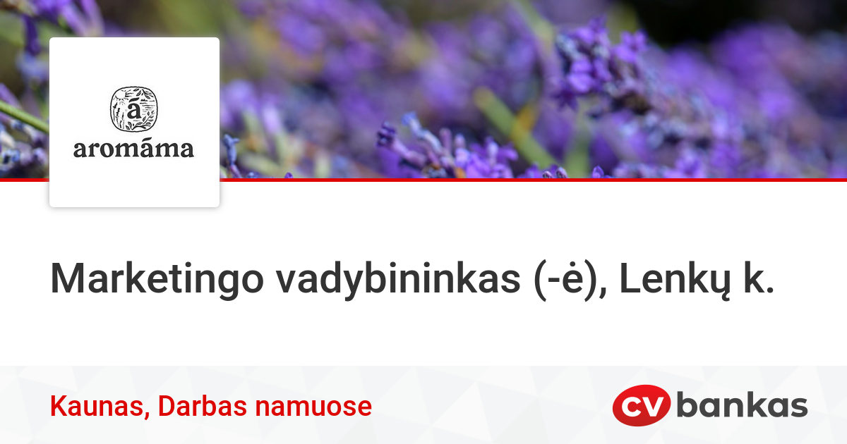 Marketingo vadybininkas (-ė), Lenkų k. Kaune, Darbas namuose, MB ...