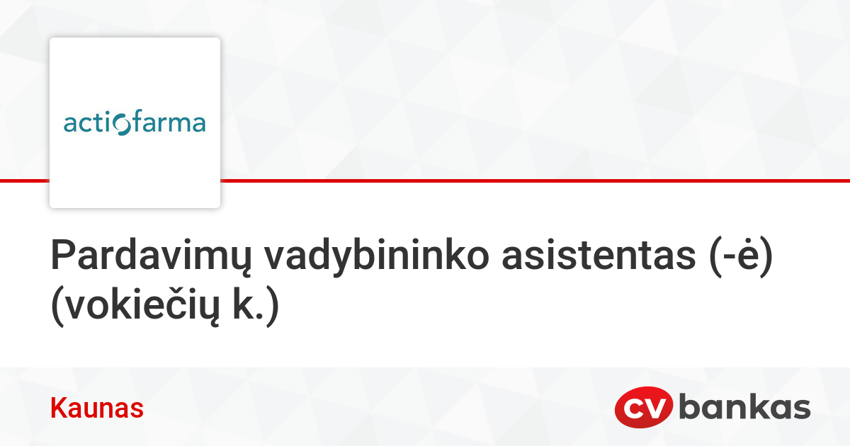 Pardavimų vadybininko asistentas (-ė) (vokiečių k.) Kaune, UAB ...