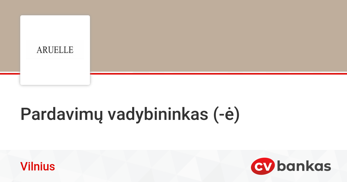 Pardavimų vadybininkas (-ė) Vilniuje, UAB „Amabela“ | CVbankas.lt