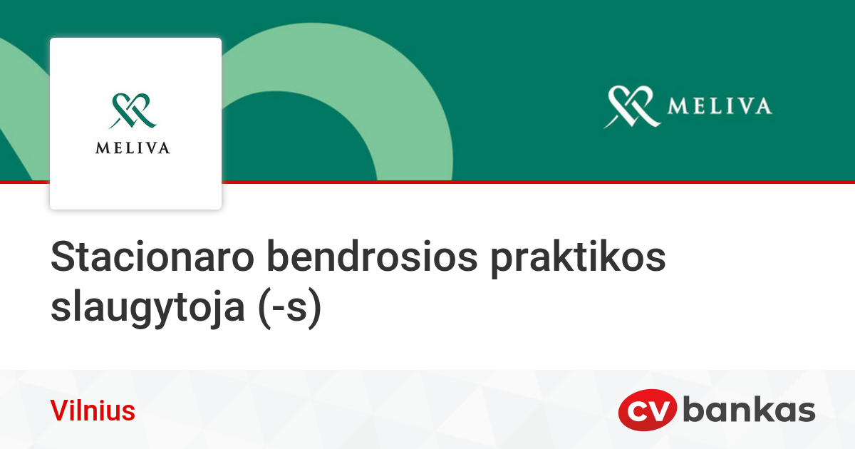 Stacionaro bendrosios praktikos slaugytoja (-s) Vilniuje, InMedica ...