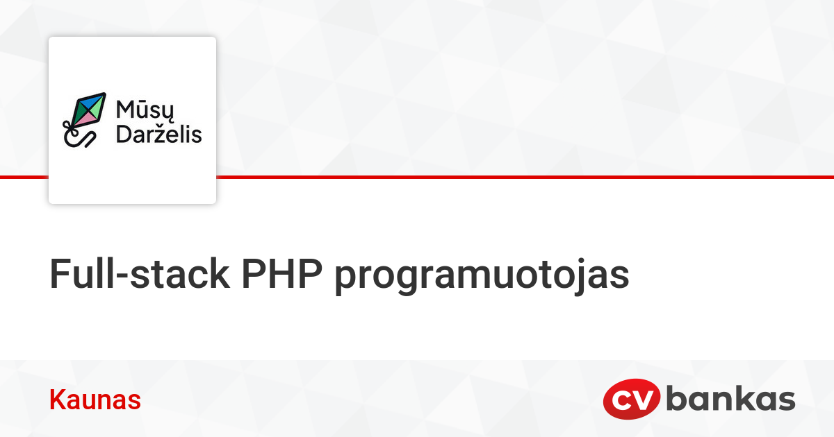 Full-stack PHP programuotojas Kaune, Kompiuterizuoti sprendimai, UAB | CVbankas.lt
