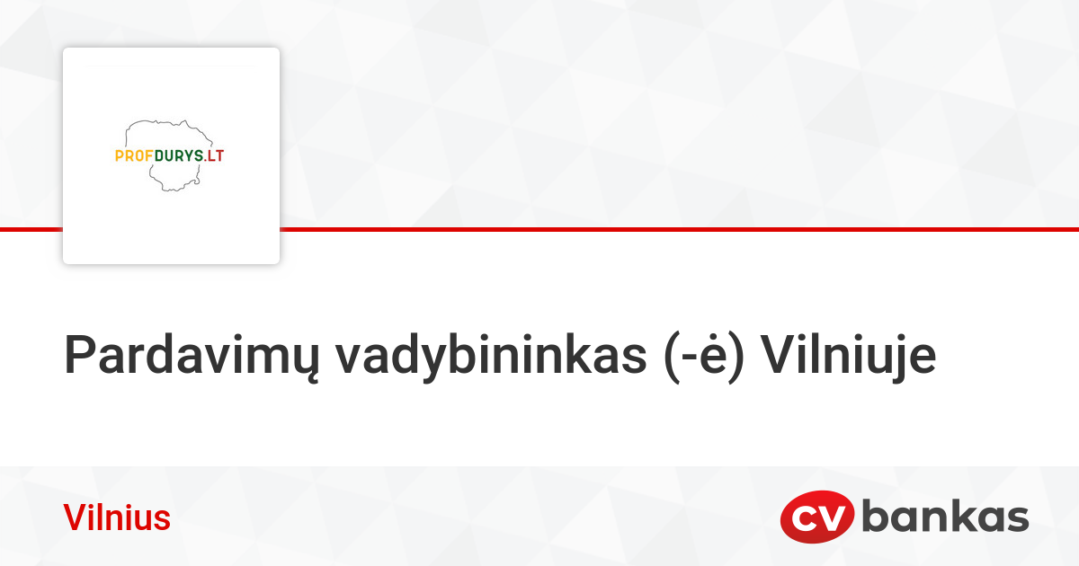 Pardavimų vadybininkas (-ė) Vilniuje Vilniuje, Wsds Lithuania, MB ...