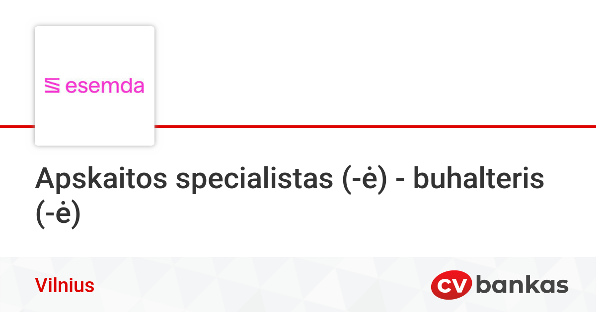 Apskaitos specialistas (-ė) - buhalteris (-ė) Vilniuje, UAB „People ...