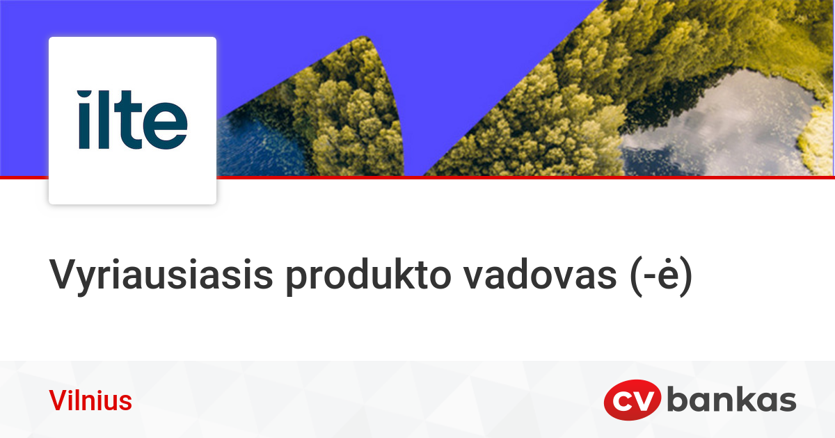 Vyriausiasis produkto vadovas (-ė) Vilniuje, UAB ILTE | CVbankas.lt