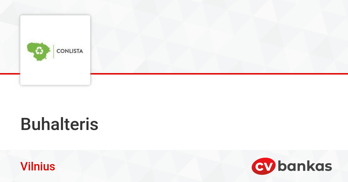 Buhalteris (-ė) Vilniuje, UAB „Conlista“ | CVbankas.lt