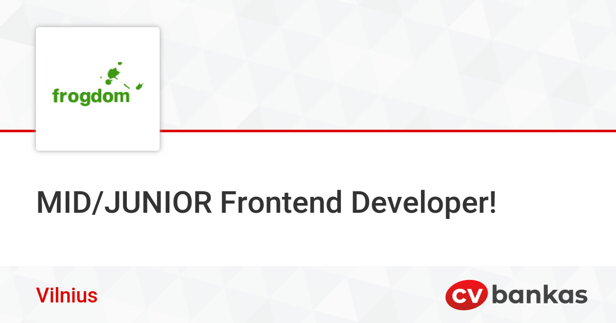 MID/JUNIOR Frontend Developer! Vilniuje, UAB „Frogdom“ | CVbankas.lt