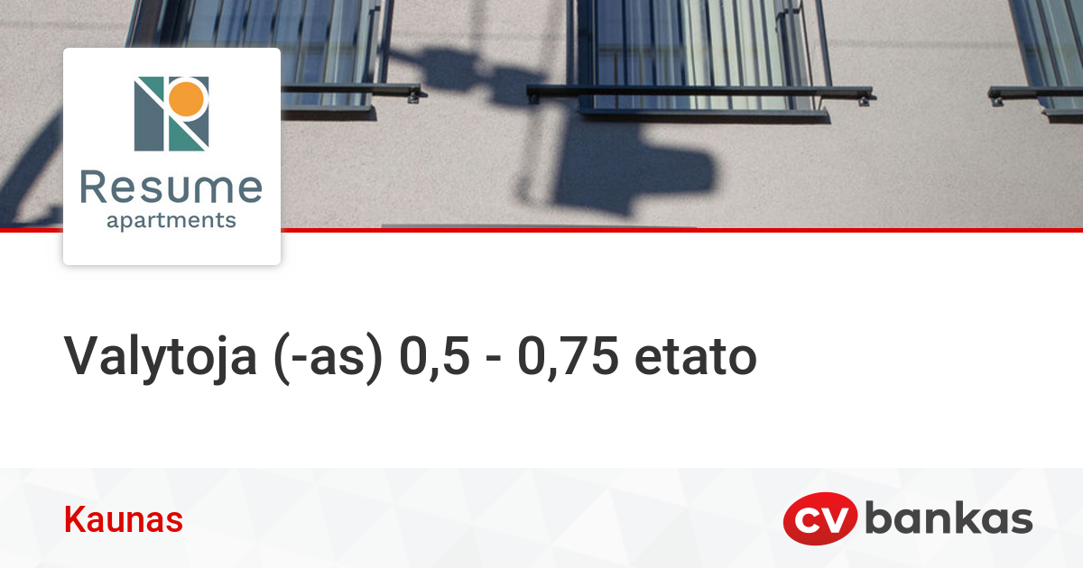 Valytoja (-as) 0,5 - 0,75 etato Kaune, SD Holdings, UAB | CVbankas.lt