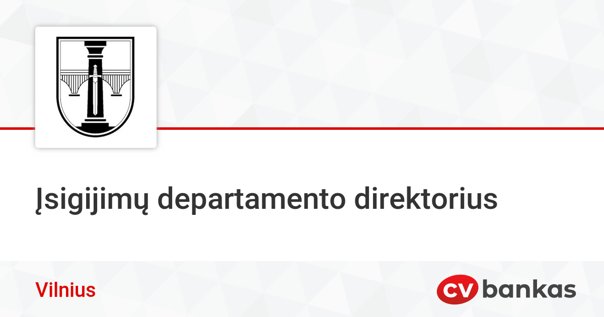 Įsigijimų departamento direktorius Vilniuje, Infrastruktūros valdymo ...