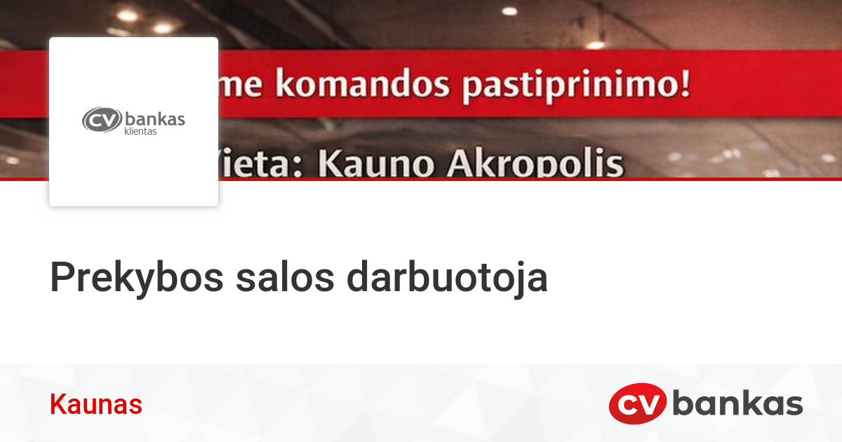 Prekybos salos darbuotoja (-as) Kaune, Aperis, MB | CVbankas.lt