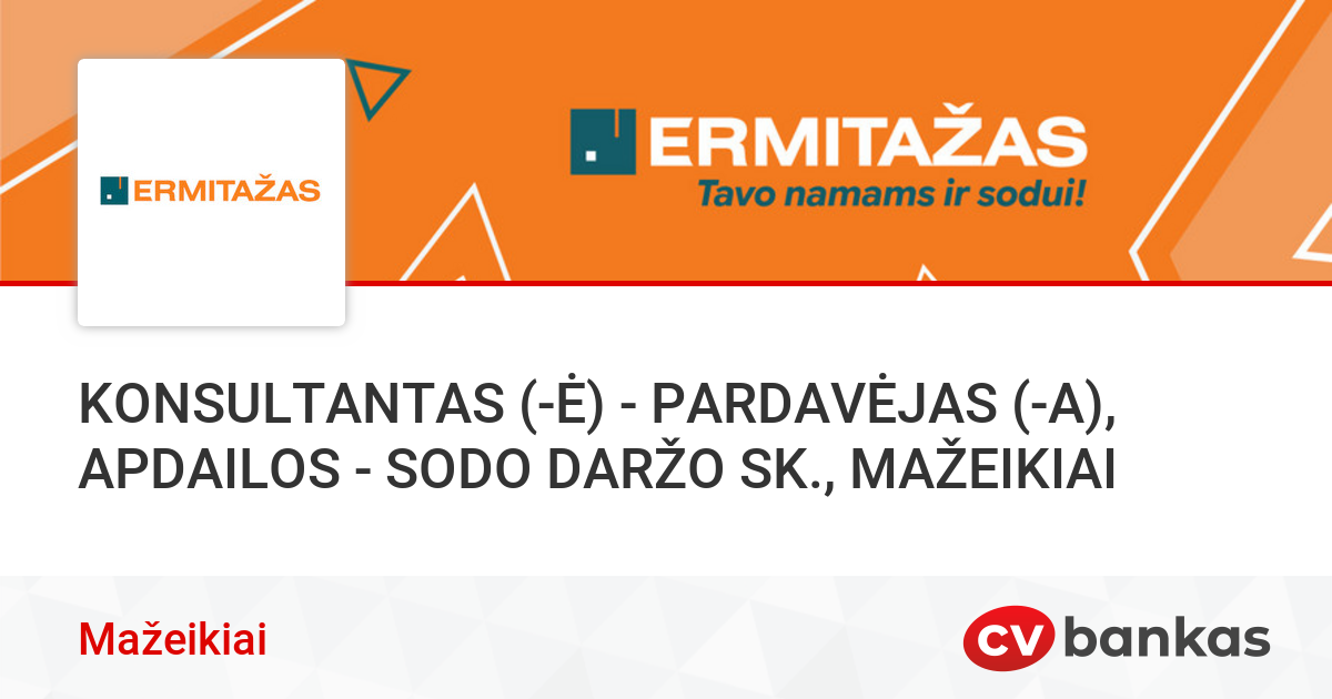KONSULTANTAS (-Ė) - PARDAVĖJAS (-A), APDAILOS - SODO DARŽO SK ...