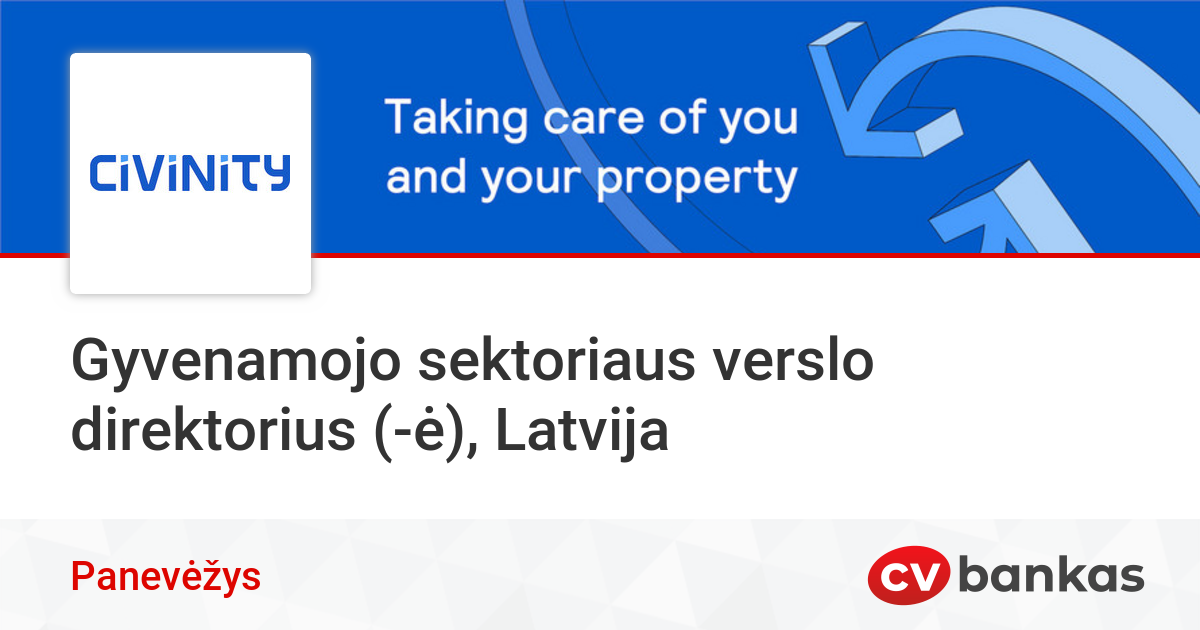 Gyvenamojo sektoriaus verslo direktorius (-ė), Latvija Panevėžyje ...