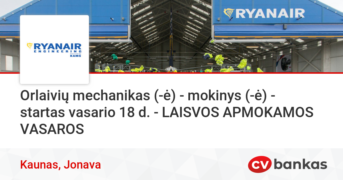 Orlaivių mechanikas (-ė) - mokinys (-ė) - startas vasario 18 d ...