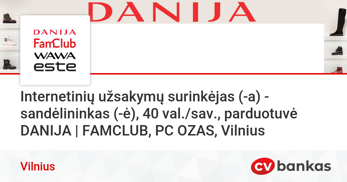 Internetinių užsakymų surinkėjas (-a) - sandėlininkas (-ė), 40 val./sav ...