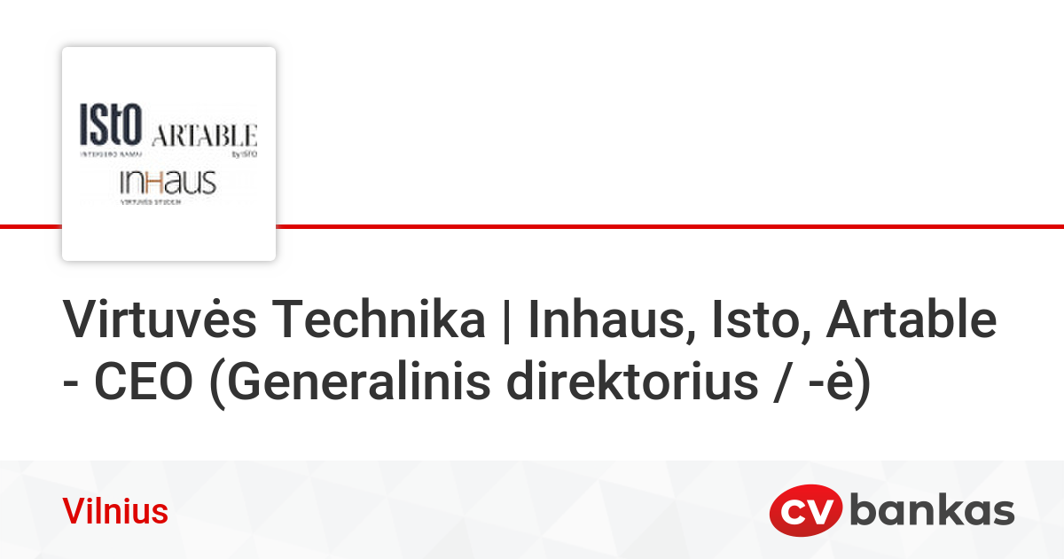 Virtuvės Technika | Inhaus, Isto, Artable - CEO (Generalinis ...