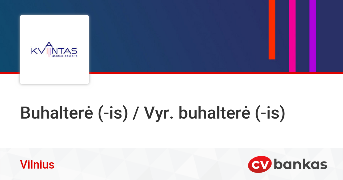 Buhalterė (-is) / Vyr. buhalterė (-is) Vilniuje, UAB „ADMONEO ...