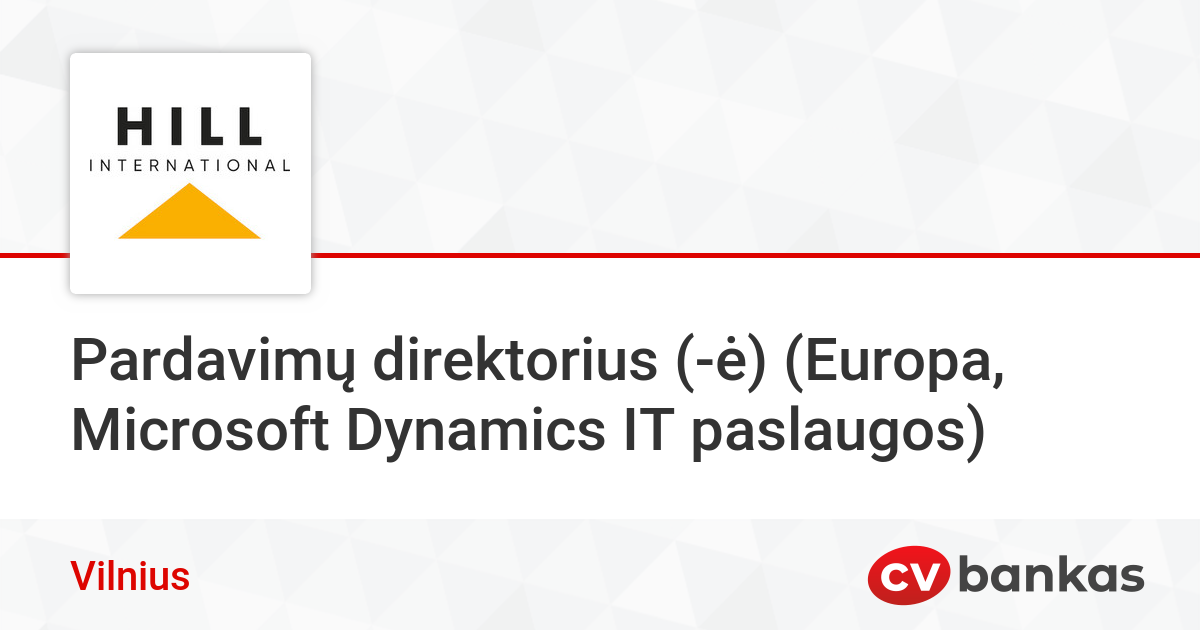 Pardavimų direktorius (-ė) (Europa, Microsoft Dynamics IT paslaugos ...