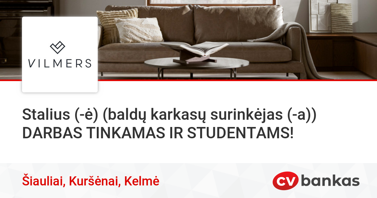 Stalius (-ė) (baldų karkasų surinkėjas (-a)) DARBAS TINKAMAS IR ...