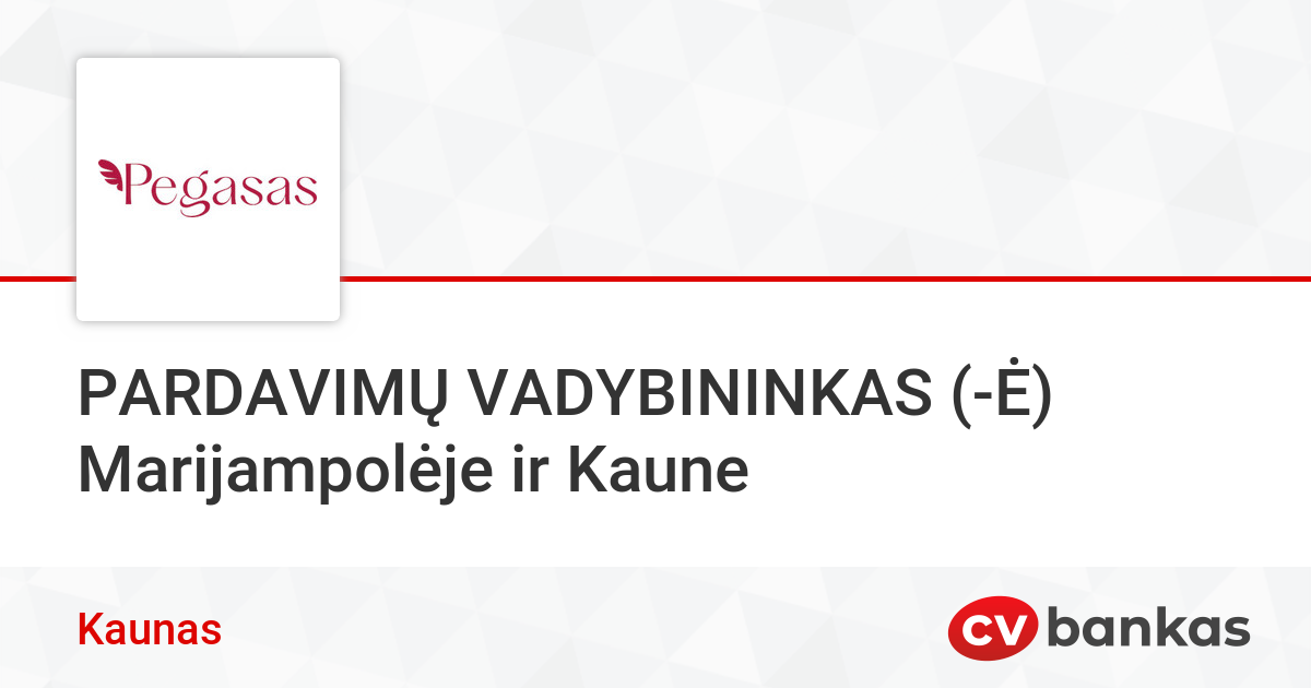 PARDAVIMŲ VADYBININKAS (-Ė) Kaune Kaune, Alma littera grupė | CVbankas.lt