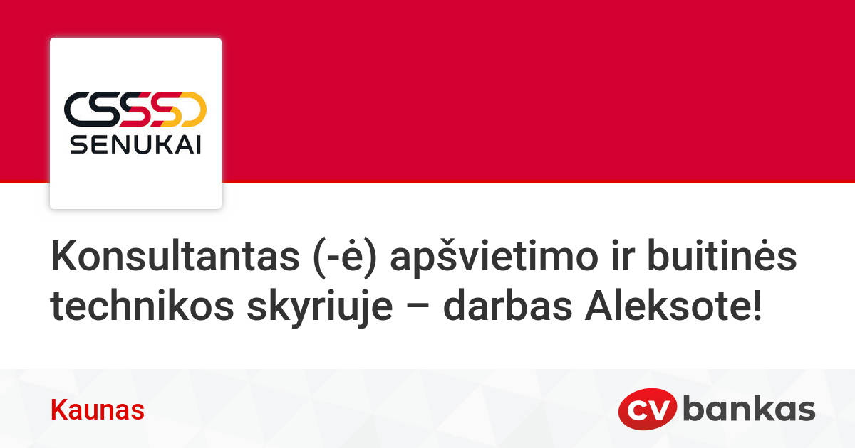 Konsultantas (-ė) apšvietimo ir buitinės technikos skyriuje – darbas ...
