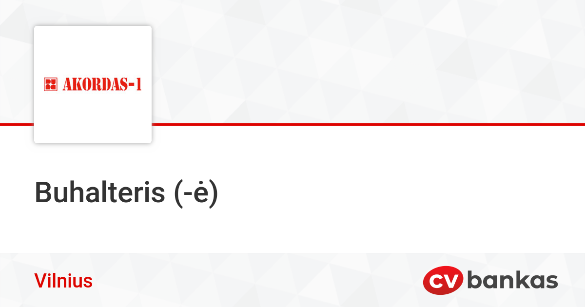Buhalteris (-ė) Vilniuje, UAB Sveikatos centras „Energetikas“ | CVbankas.lt