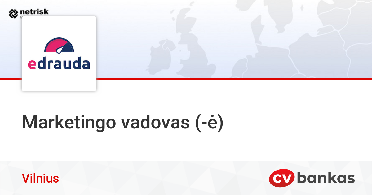 Marketingo vadovas (-ė) Vilniuje, UADBB „Edrauda“ | CVbankas.lt