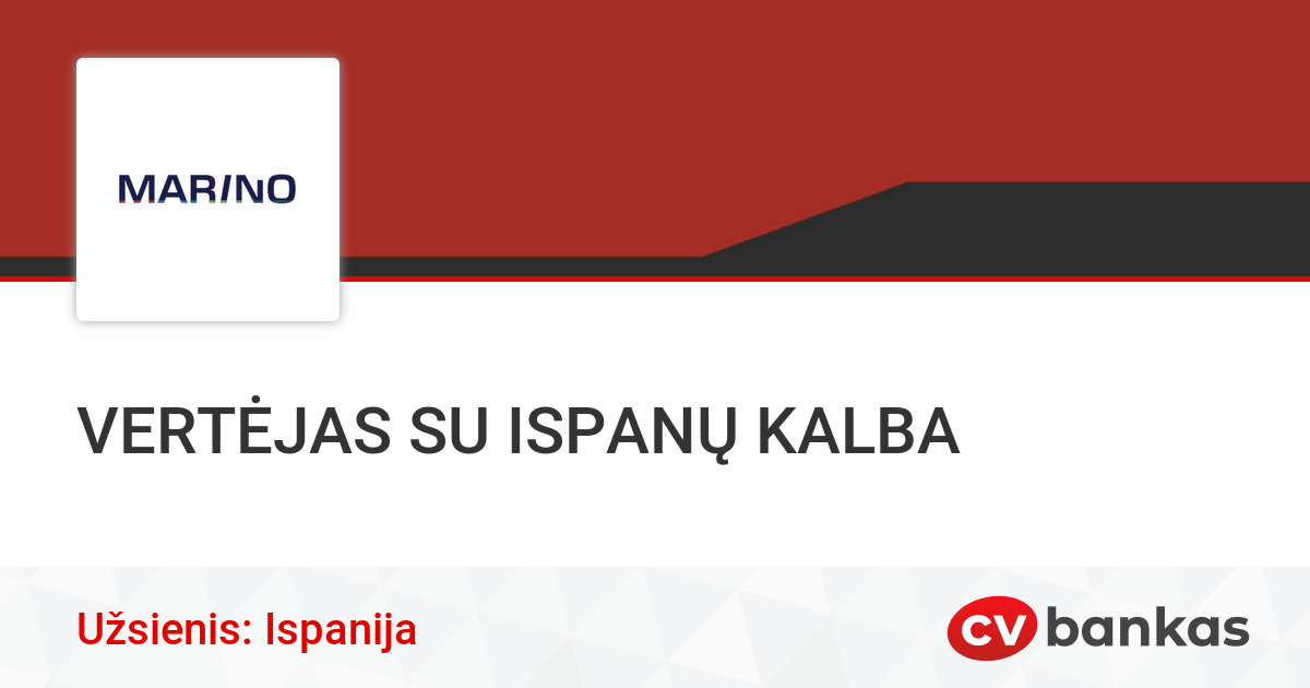 VERTĖJAS SU ISPANŲ KALBA Užsienyje, Marino | CVbankas.lt