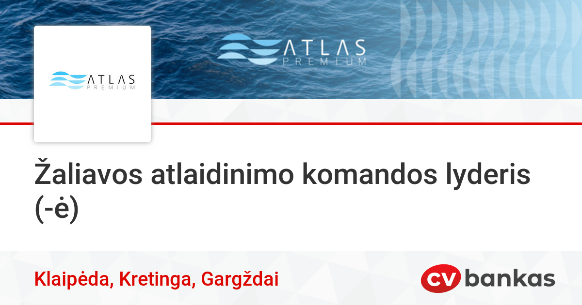 Žaliavos atlaidinimo komandos lyderis (-ė) Klaipėdoje, Kretingoje ...