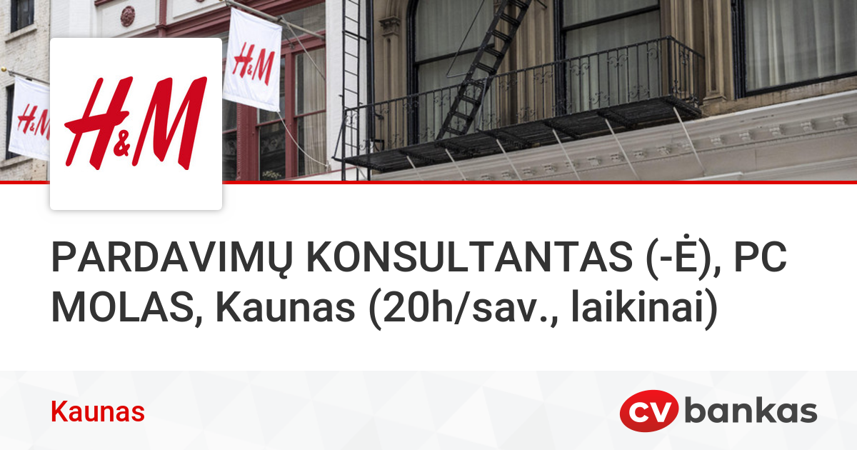 PARDAVIMŲ KONSULTANTAS (-Ė), PC MOLAS, Kaunas (20h/sav., laikinai ...